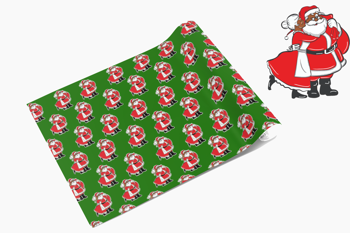 Black Santa 2 Pack Wrapping Paper - Gift Wrap – The Wrap Culture